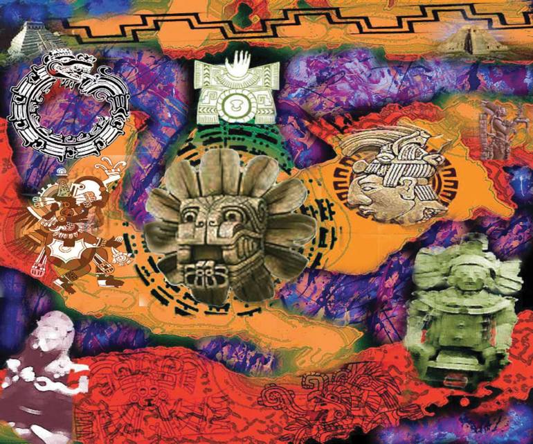 Mayan Collage Mixed Media by Hugh F. Colmer | Saatchi Art