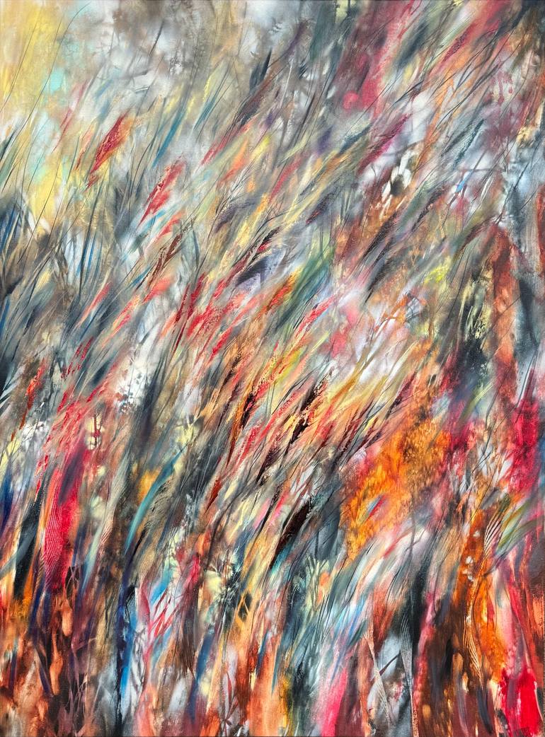 Crimson Grass Painting by Khrystyna Kozyuk | Saatchi Art