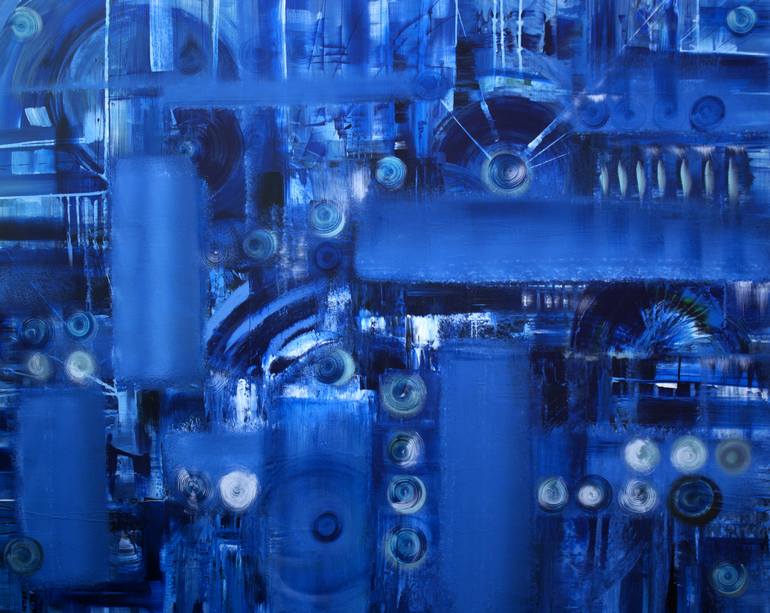 Blue Engineering Painting by Khrystyna Kozyuk | Saatchi Art