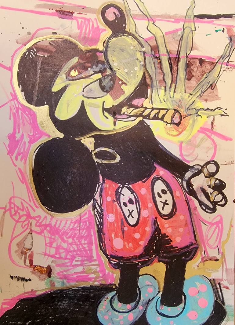 Fuck you to Mickey Painting by Samuel Gillis | Saatchi Art