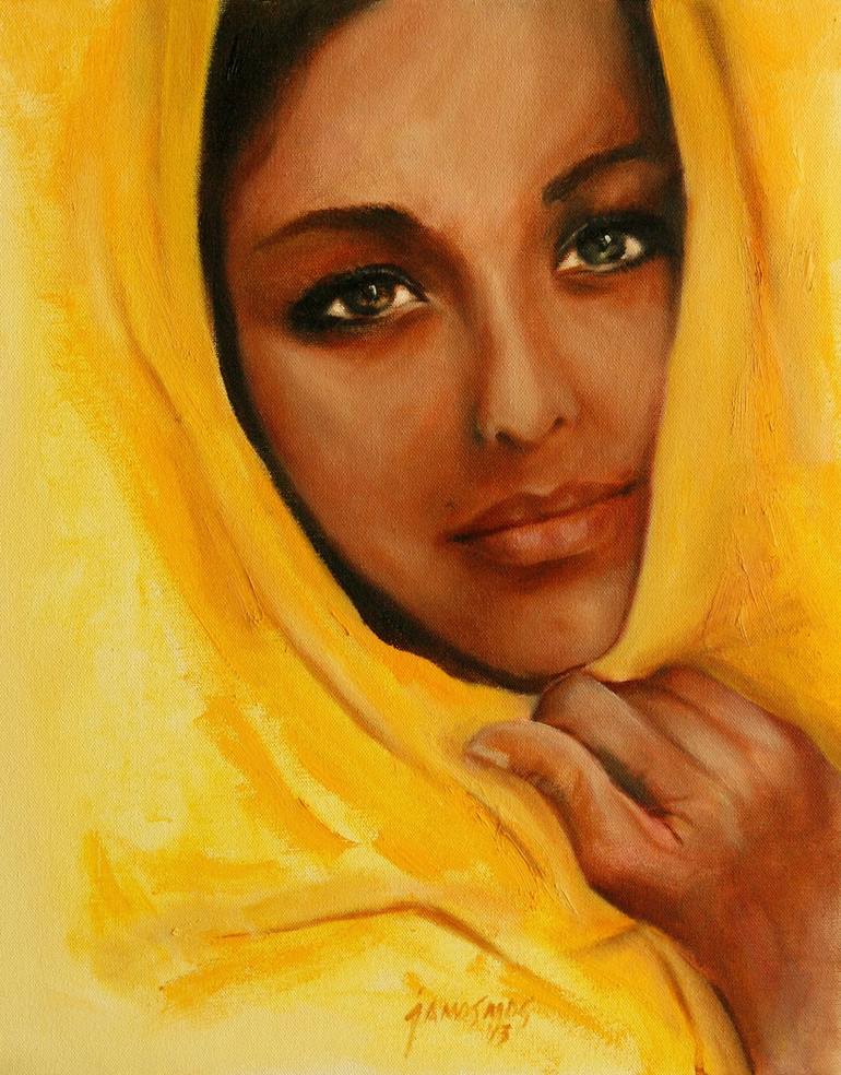 Yellow Lady Painting by Jun Jamosmos | Saatchi Art