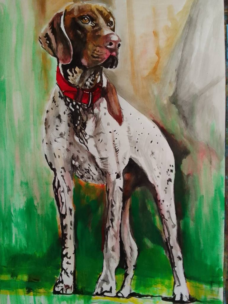 German shorthaired pointer Painting by Soso Kumsiashvili | Saatchi Art
