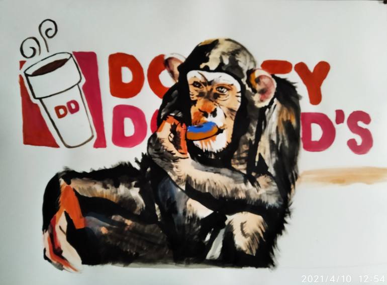 Monkey Painting by Soso Kumsiashvili | Saatchi Art