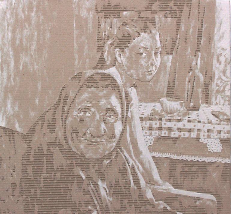 Jana met haar oma Drawing by Dragan Despotovic | Saatchi Art