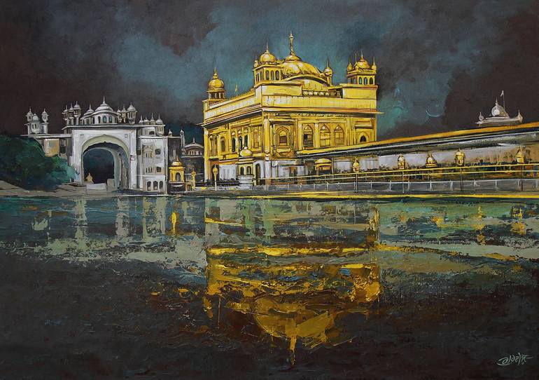 Darbar Sahib- Punjabi Painting Painting by Artist Gurdish Pannu ...