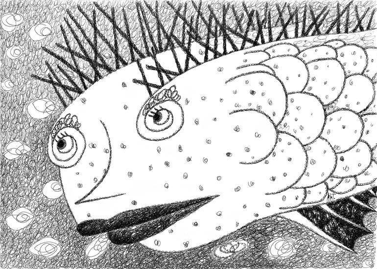 The Spikes Fish Drawing by Artyom Terskov | Saatchi Art