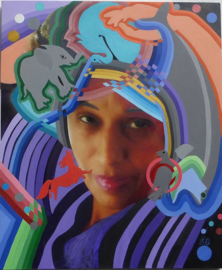 I am a rainbow- self-portrait Painting by Seema Gill | Saatchi Art