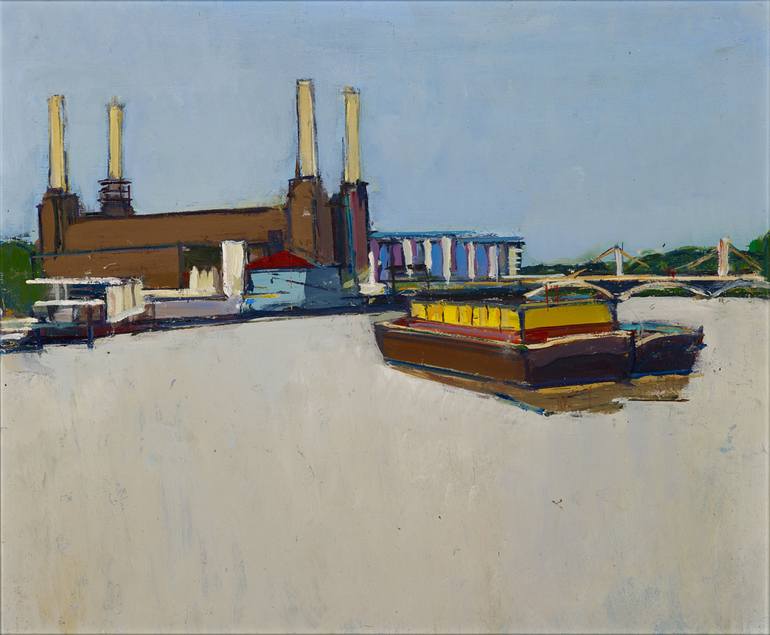 Power Station and Barges Painting by Daniel Preece | Saatchi Art