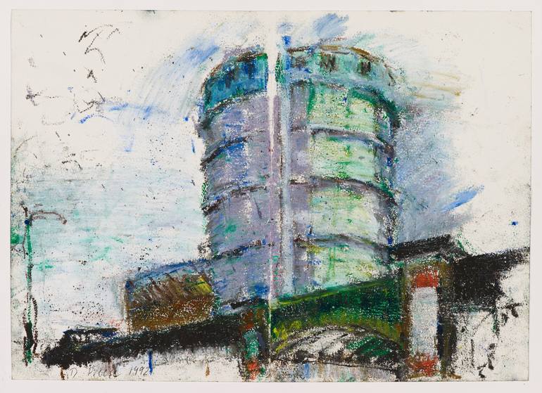Gasometer, colour study Drawing by Daniel Preece | Saatchi Art