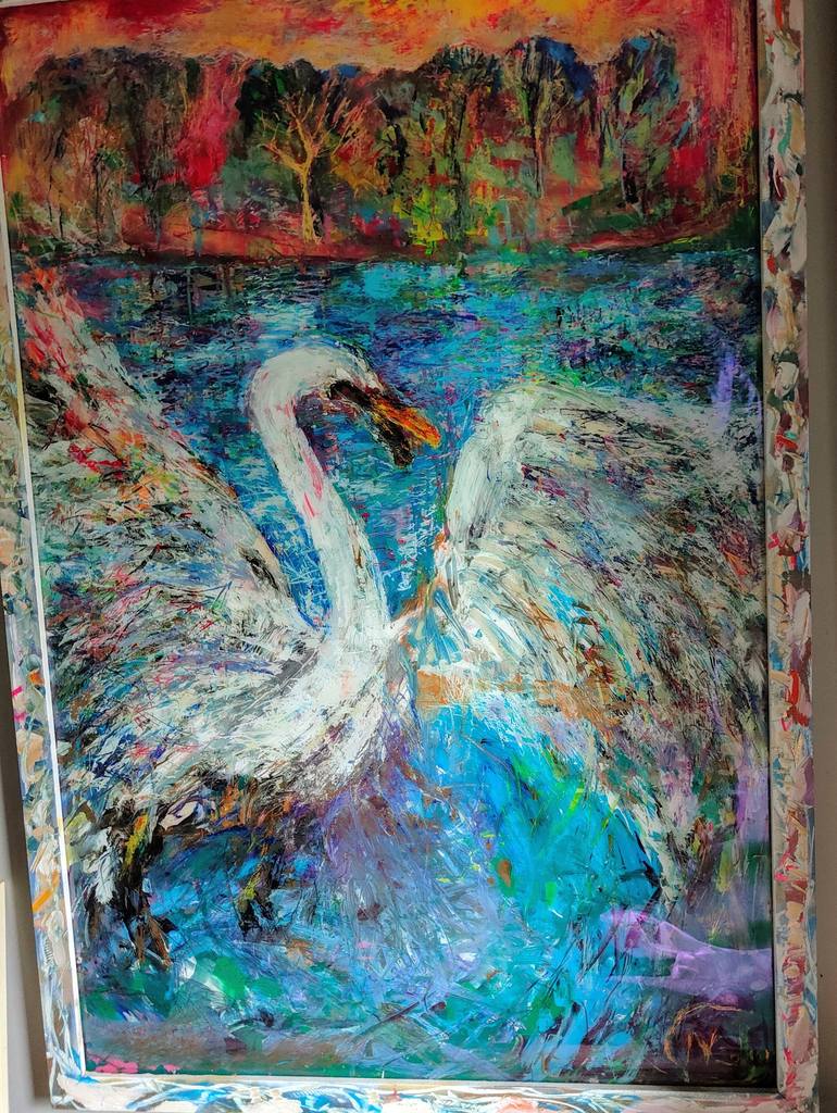 The Autumn Swan Painting by Nick Coley | Saatchi Art