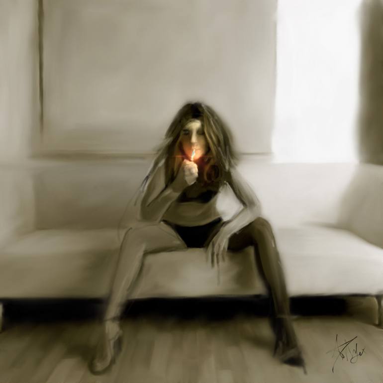 Natalie's Cigerette Painting by Ant Fox | Saatchi Art