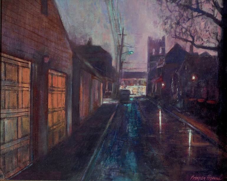 Taylor Avenue After the Rain Painting by Bryan Brems | Saatchi Art