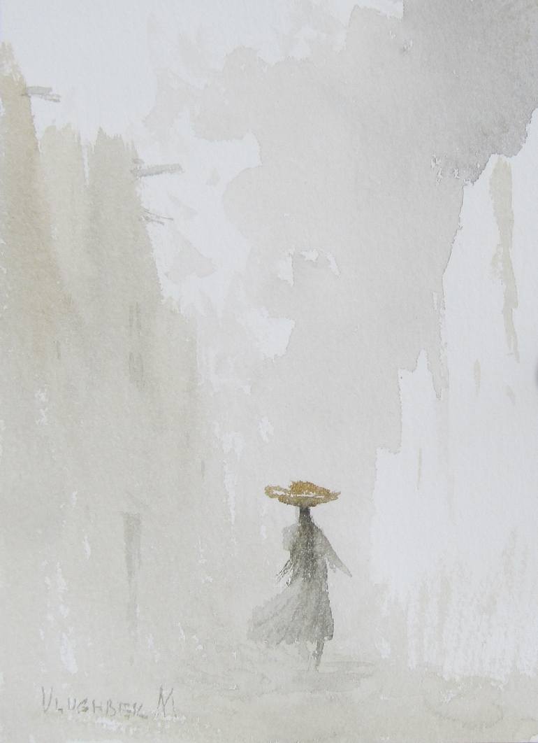 Old street With Woman the Uzbek Drawing by Ulugbek Mukhamedov | Saatchi Art