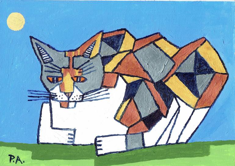 Cassie Thinking About Cubism Painting by Philip Absolon | Saatchi Art