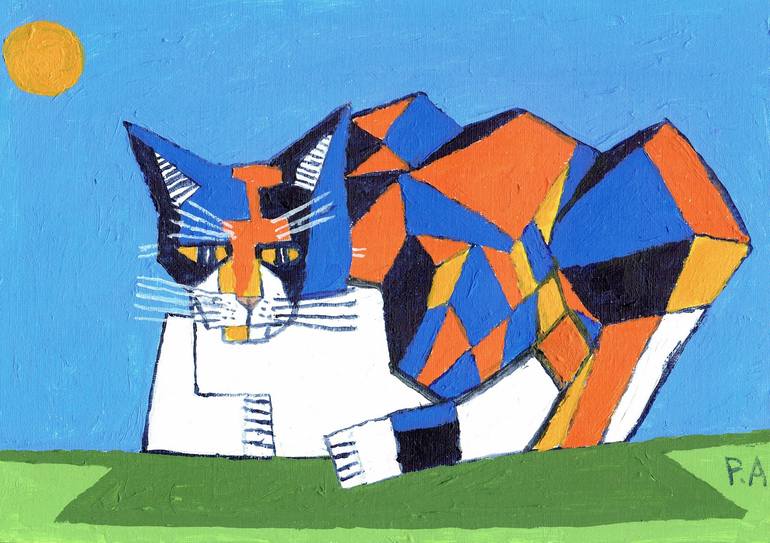 Cassie Thinking About Cubism Painting by Philip Absolon | Saatchi Art