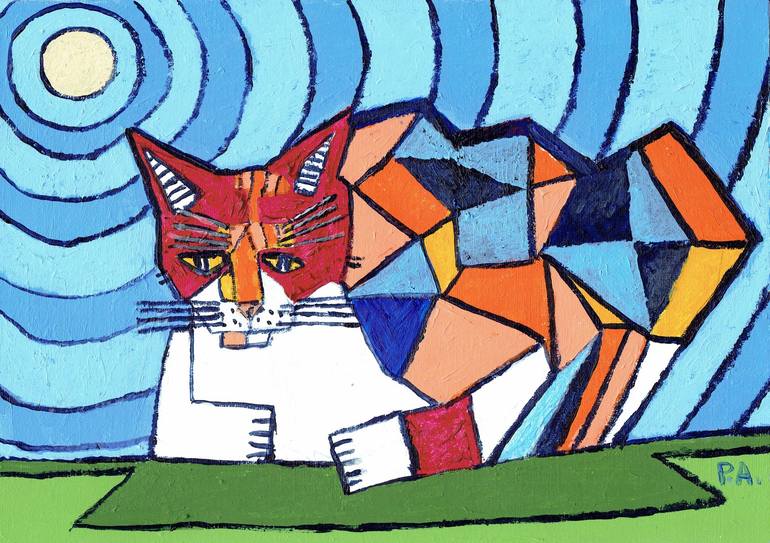 Cassie Thinking About Cubism Painting by Philip Absolon | Saatchi Art