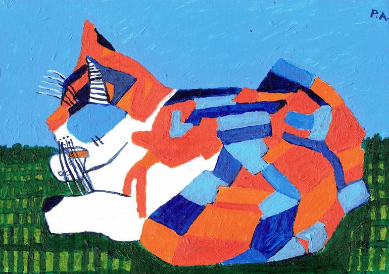 Cassie Thinking About Cubism Painting by Philip Absolon | Saatchi Art