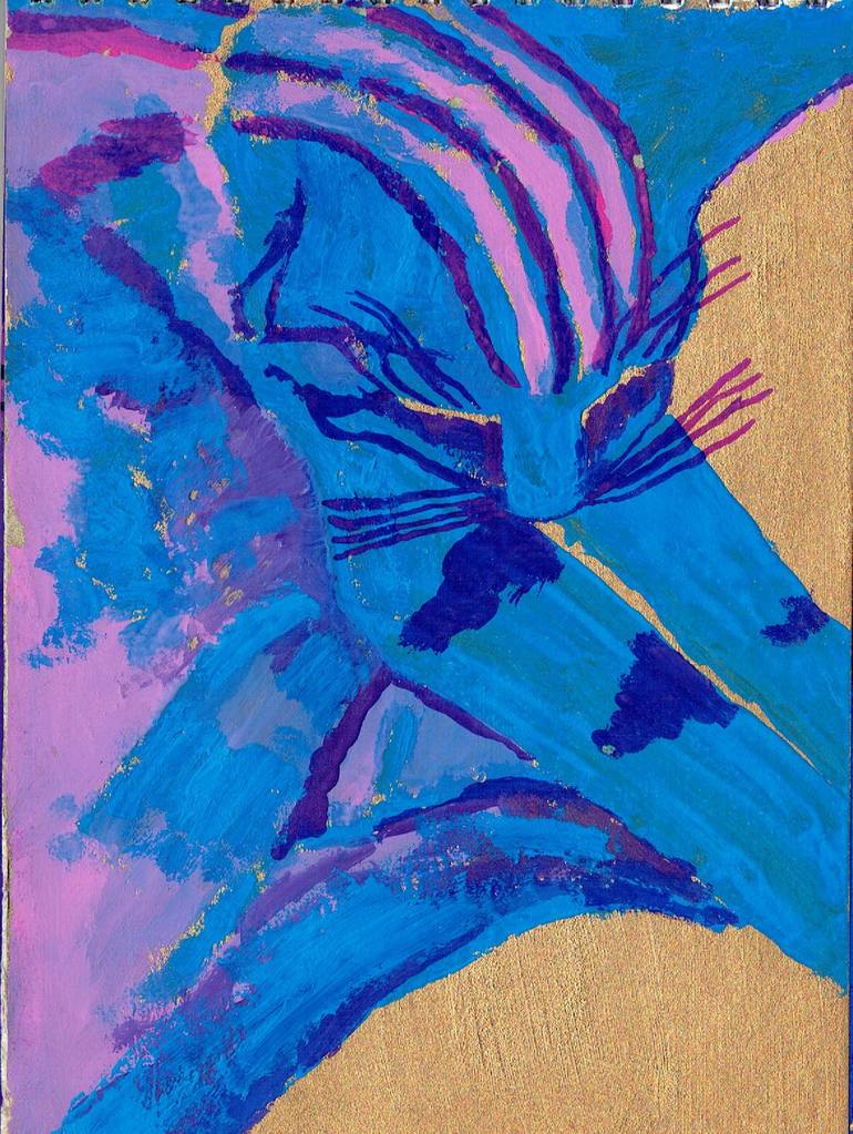 The Blue Cat Painting by Philip Absolon | Saatchi Art