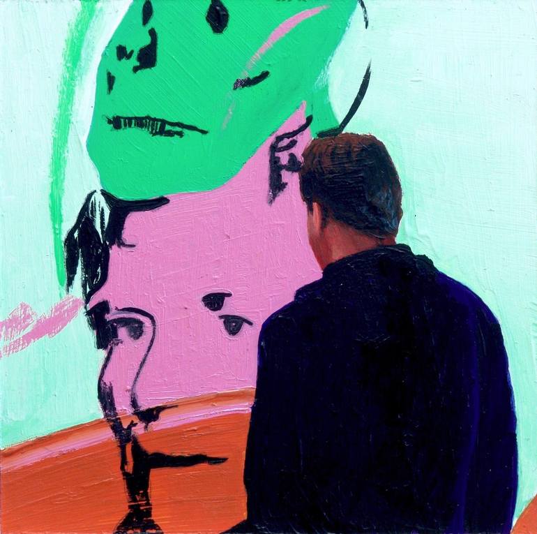 Self Portrait With Andy Warhol Painting by Gerard Boersma | Saatchi Art