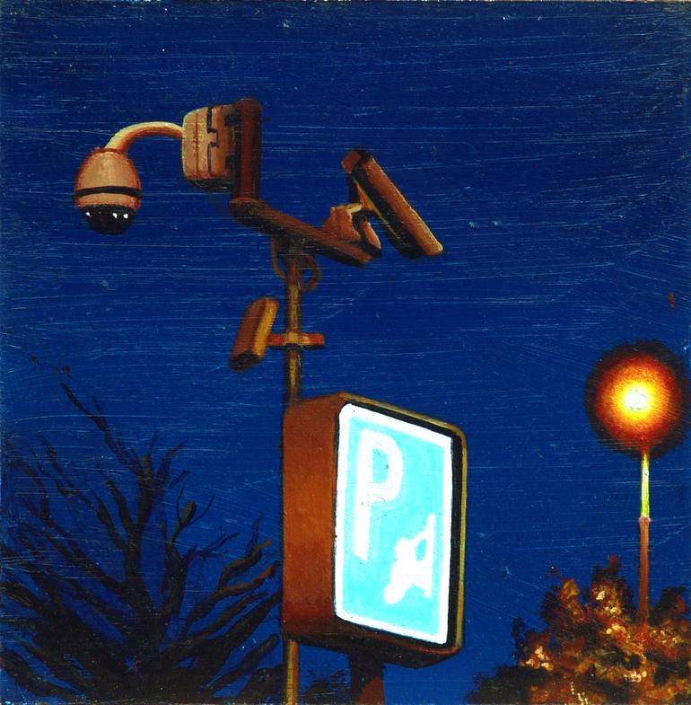 Parking Sign With Surveillance Camera's Painting by Gerard Boersma ...