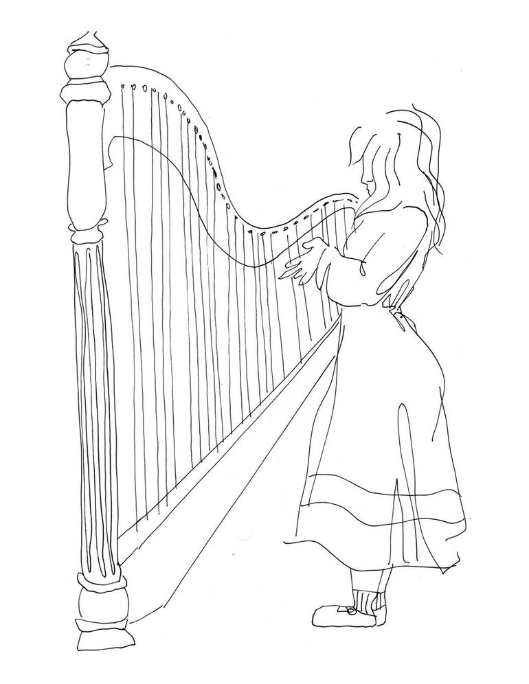 Harp Drawing by Liz Morrison | Saatchi Art
