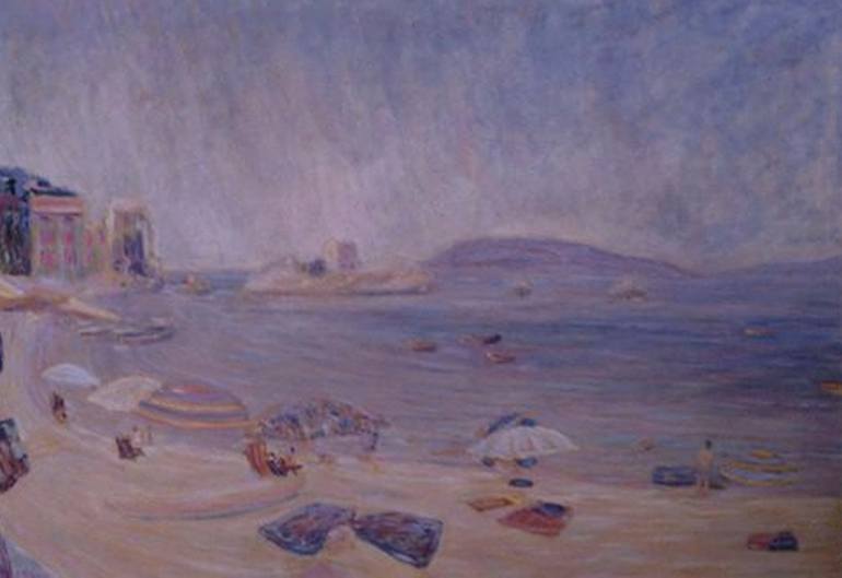 The beach in the Przno, Milocer Painting by Slobodan Paunovic | Saatchi Art