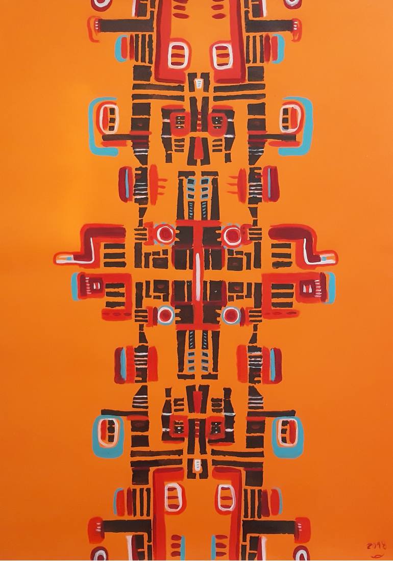 Orange tribal Painting by Timea Tóthová | Saatchi Art