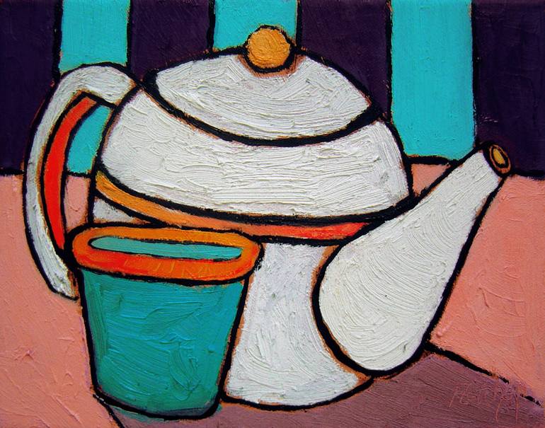 Teapot and cup Painting by Stewart Fletcher | Saatchi Art