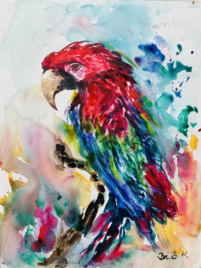 Parrot Painting by Konrad Biro | Saatchi Art