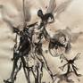 Spontaneous Don Quixote Drawing by Konrad Biro | Saatchi Art