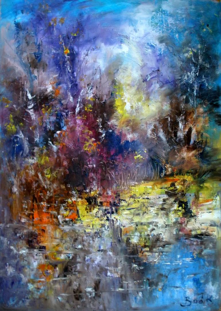 Night abstract landscapes Konrad Biro art Painting by Konrad Biro ...