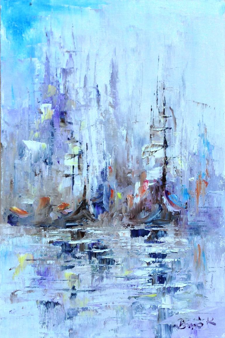 sailing ships at humid sea..... Painting by Konrad Biro | Saatchi Art