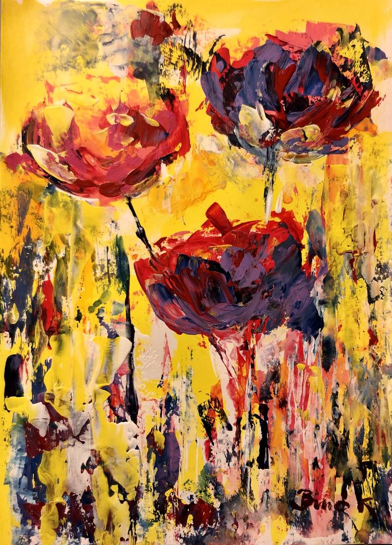 Abstract flowers Painting by Konrad Biro | Saatchi Art