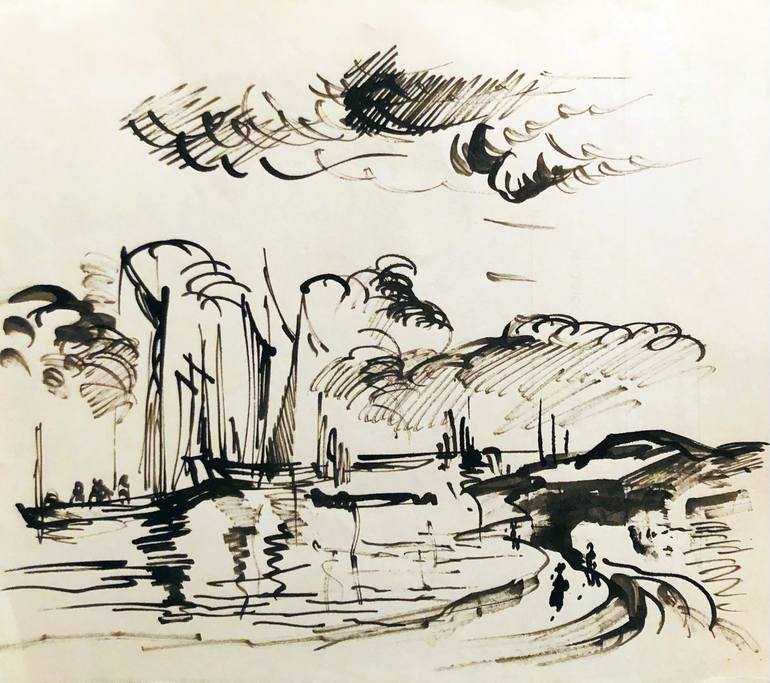 Coast study Drawing by Konrad Biro | Saatchi Art