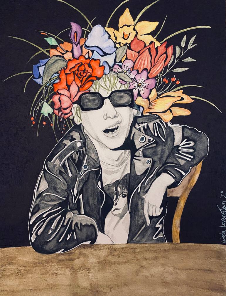 Stiv And His Flowers Drawing by L Lovenstein | Saatchi Art
