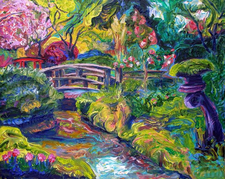 Butchart Japaneses Gardens Painting by Rob Elphinstone | Saatchi Art