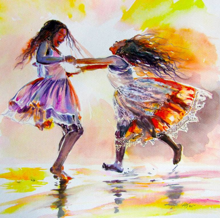 Sisters Painting by Kovacs Anna Brigitta | Saatchi Art