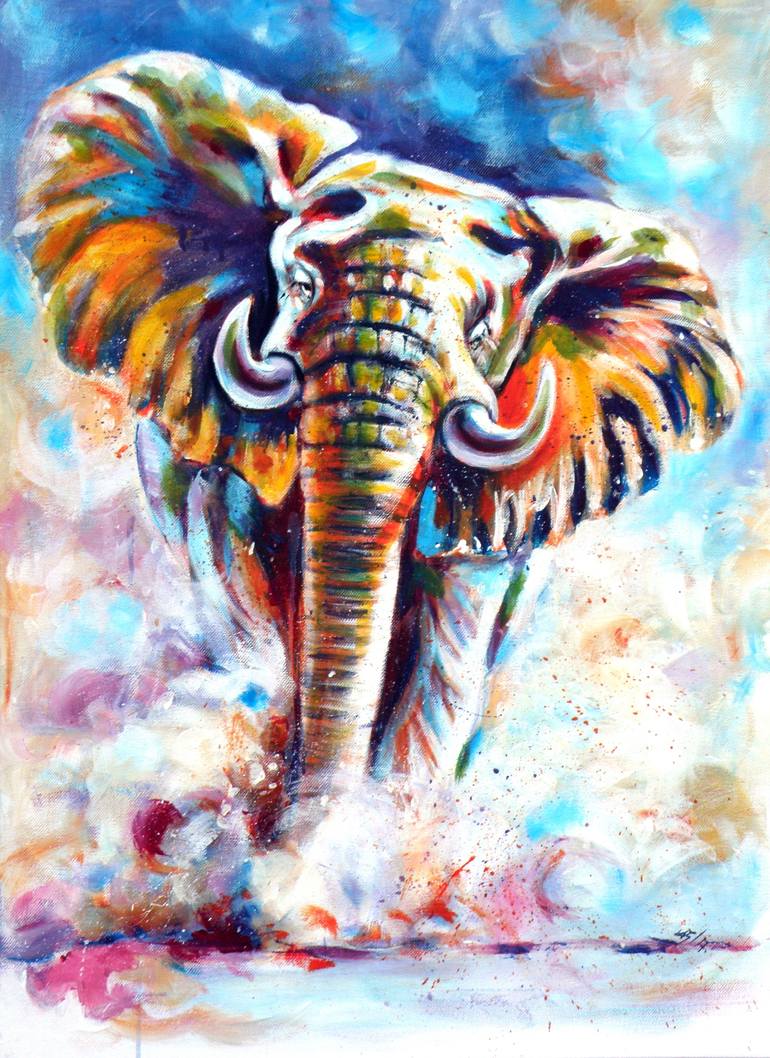 Majestic elephant II Painting by Kovacs Anna Brigitta | Saatchi Art