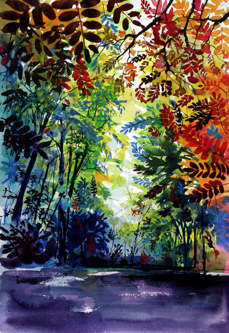 Beautiful autumn Painting by Kovacs Anna Brigitta | Saatchi Art