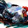 Resting rooster Painting by Kovacs Anna Brigitta | Saatchi Art