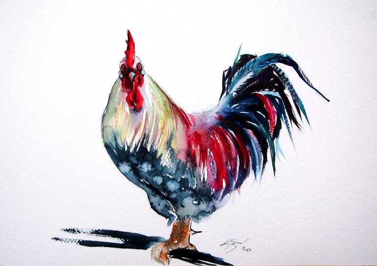 Colorful rooster II Painting by Kovacs Anna Brigitta | Saatchi Art