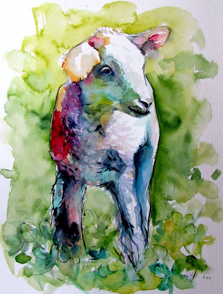Cute lamb Painting by Kovacs Anna Brigitta | Saatchi Art