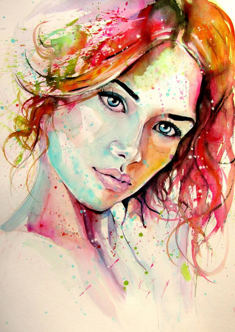 Charming girl V Painting by Kovacs Anna Brigitta | Saatchi Art