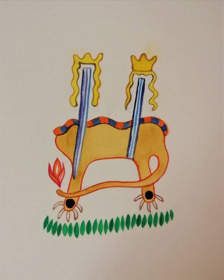 Mr Lion's Balancing Act. Painting by Nicholas Denney | Saatchi Art