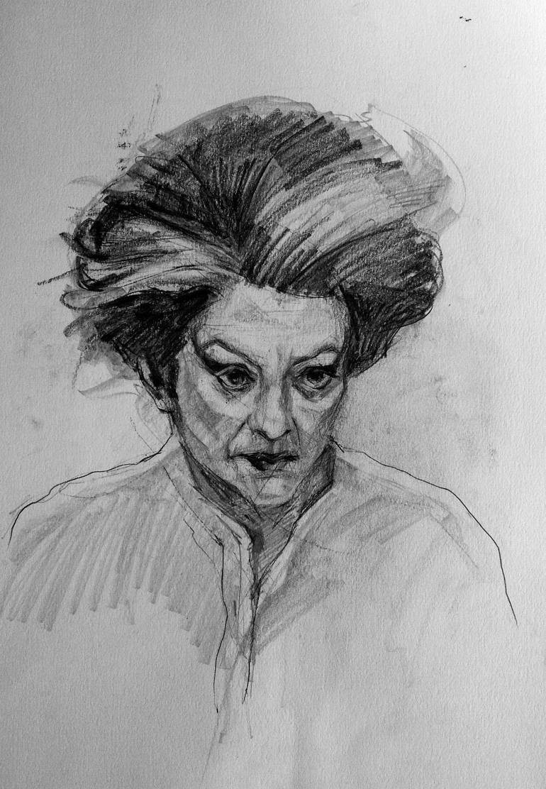 Study for a portrait, Celia Drawing by Nikolaos Tzoumas | Saatchi Art