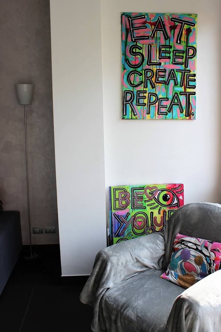 EAT, SLEEP, CREATE, REPEAT Painting by Deborah Rushton | Saatchi Art