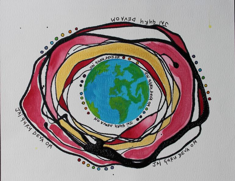 Jai Guru Deva Om Painting by Deborah Rushton | Saatchi Art
