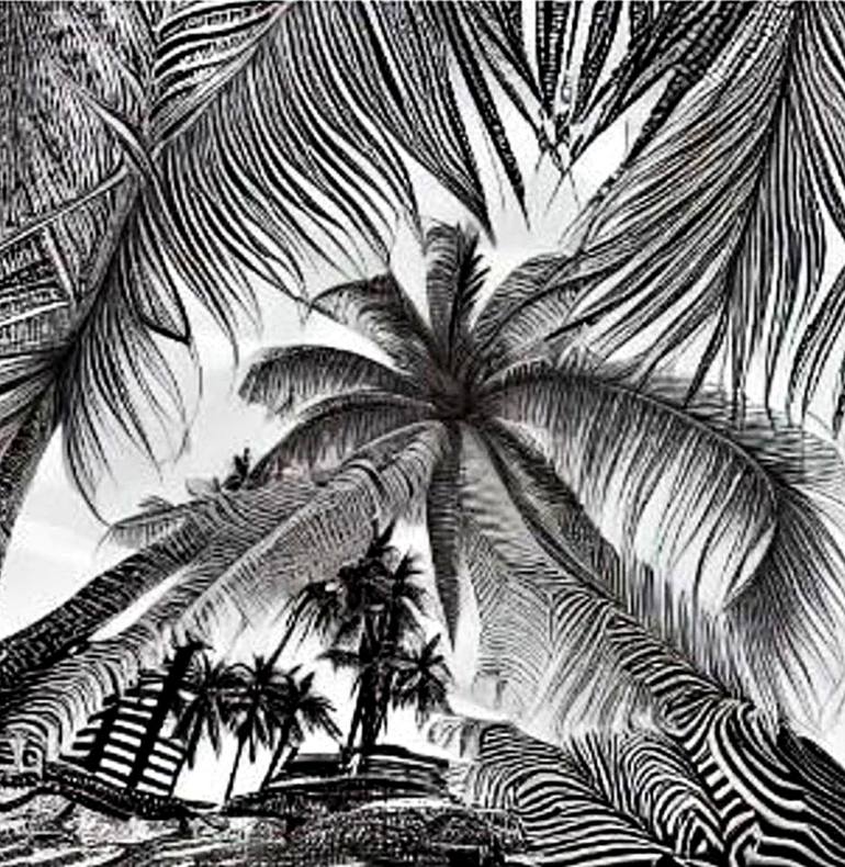 Zebra hiding under Palms Photography by George Hunter | Saatchi Art