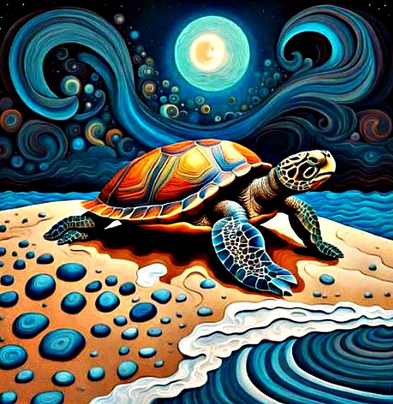 Turtle on the beach Photography by George Hunter | Saatchi Art