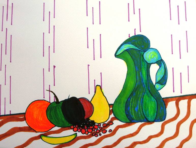 Pitcher with Fruit Drawing by George Hunter | Saatchi Art